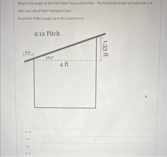 Solved What is the length of this roof rafter? (heavy black | Chegg.com
