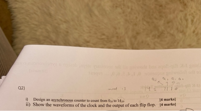 Solved Q2) mod 13 7110 i) Design an asynchronous counter to | Chegg.com