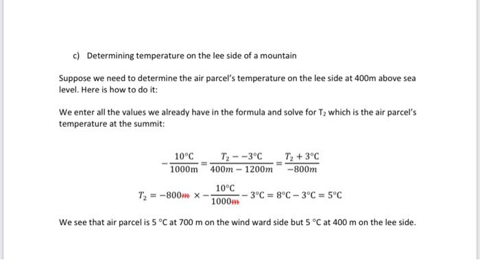 Solved Calculations using lapse rates a) Determining the | Chegg.com