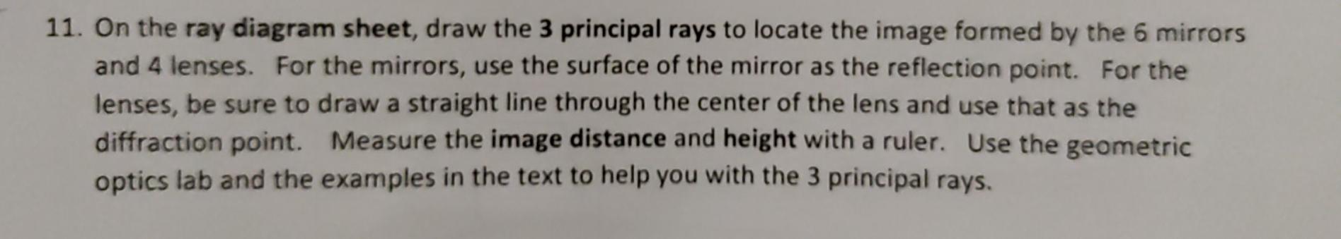 Solved 11. On the ray diagram sheet, draw the 3 principal | Chegg.com