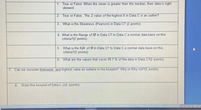 1. True or False: When the mean is greater than the | Chegg.com