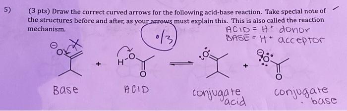Solved draw curved arrows for the following acid base | Chegg.com