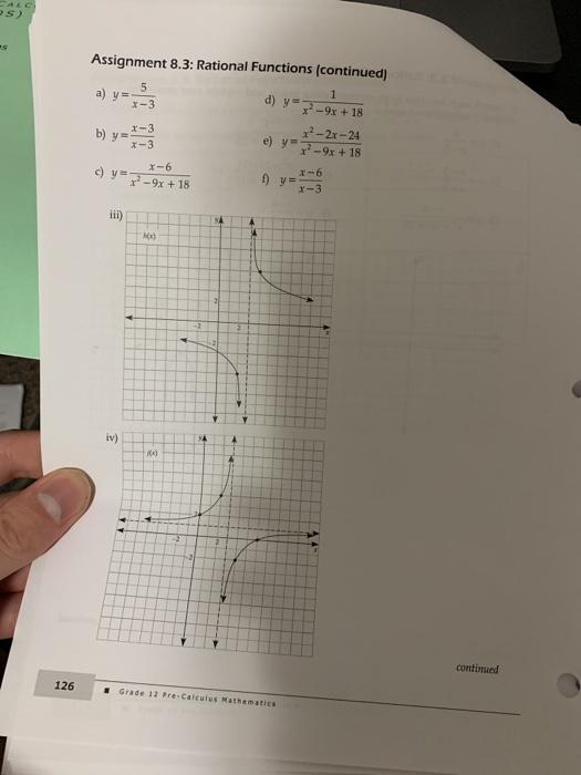 Solved Assignment 8.3: Rational Functions continued) 3. | Chegg.com