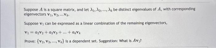 Solved part 1suppose a is a square matrix, and let | Chegg.com