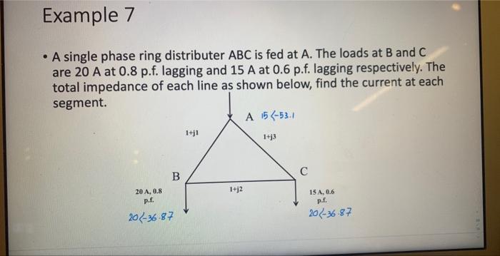 Solved Example 7 • A single phase ring distributer ABC is | Chegg.com