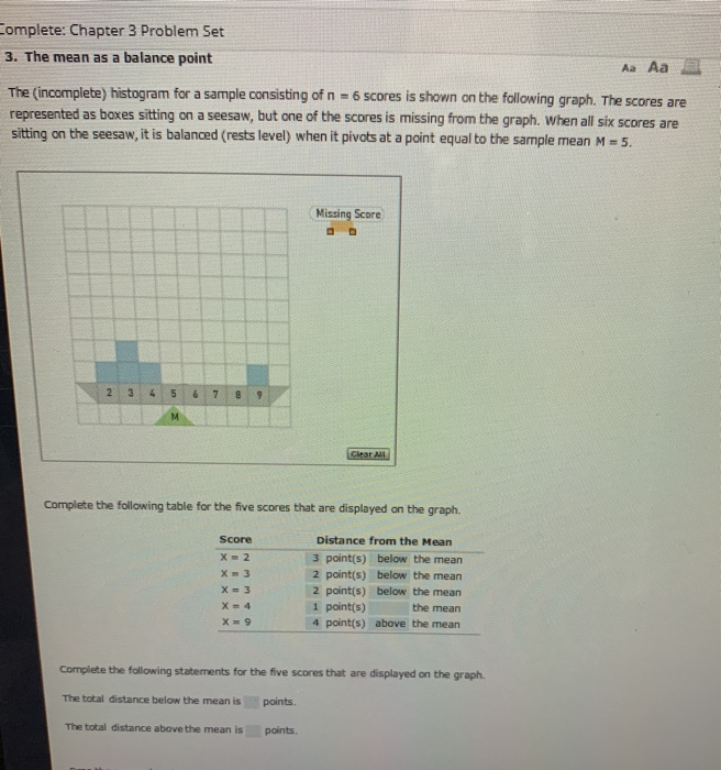 Solved omplete: Chapter 3 Problem Set 3. The mean as a | Chegg.com