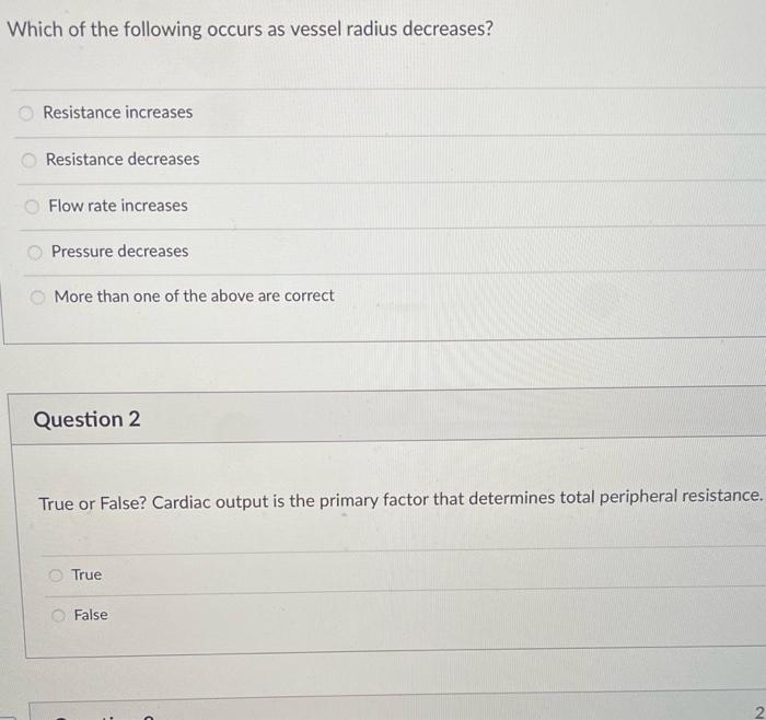 Solved Which of the following occurs as vessel radius | Chegg.com