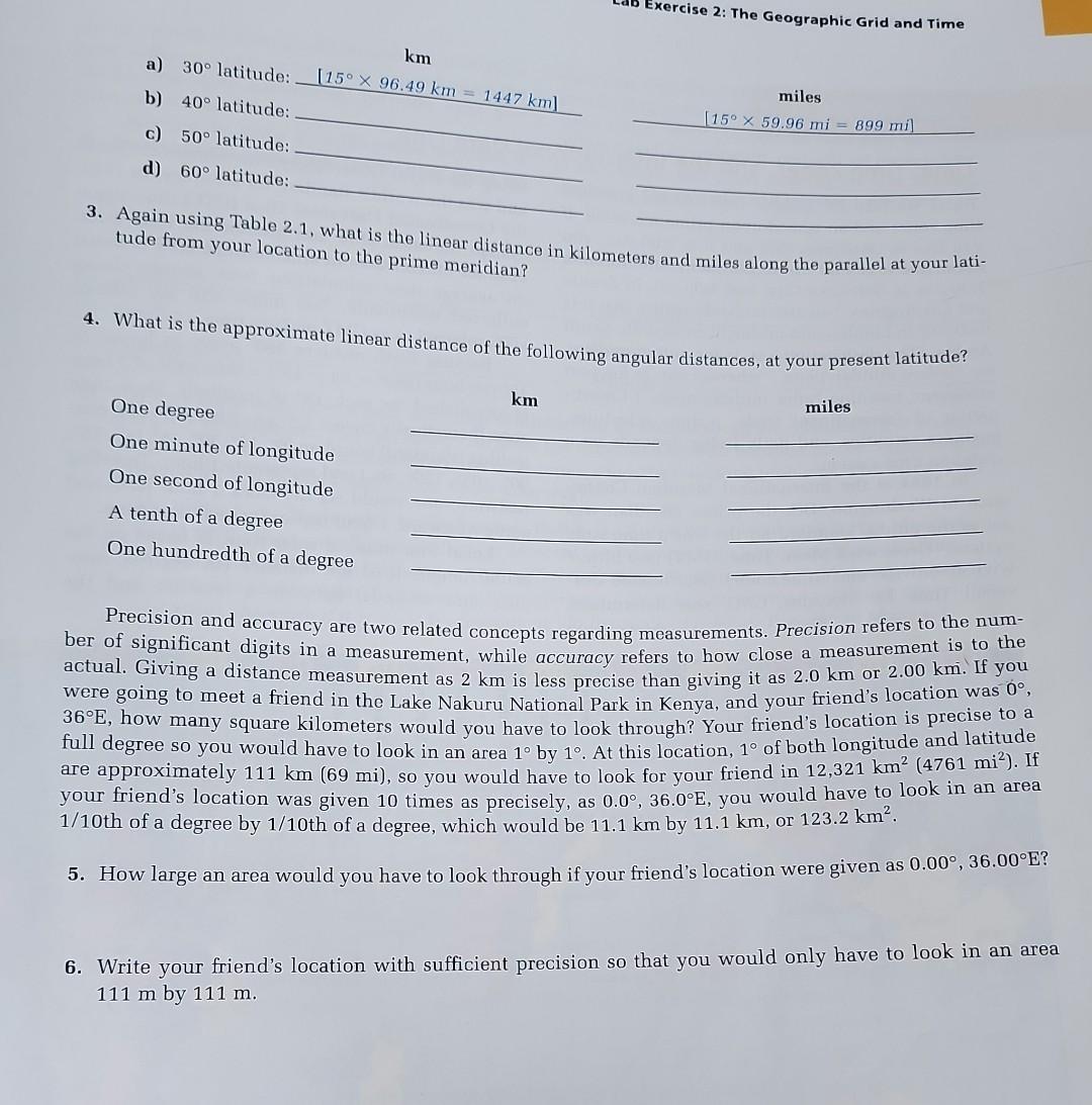 Solved Latitude and Longitude Values Because meridians of | Chegg.com
