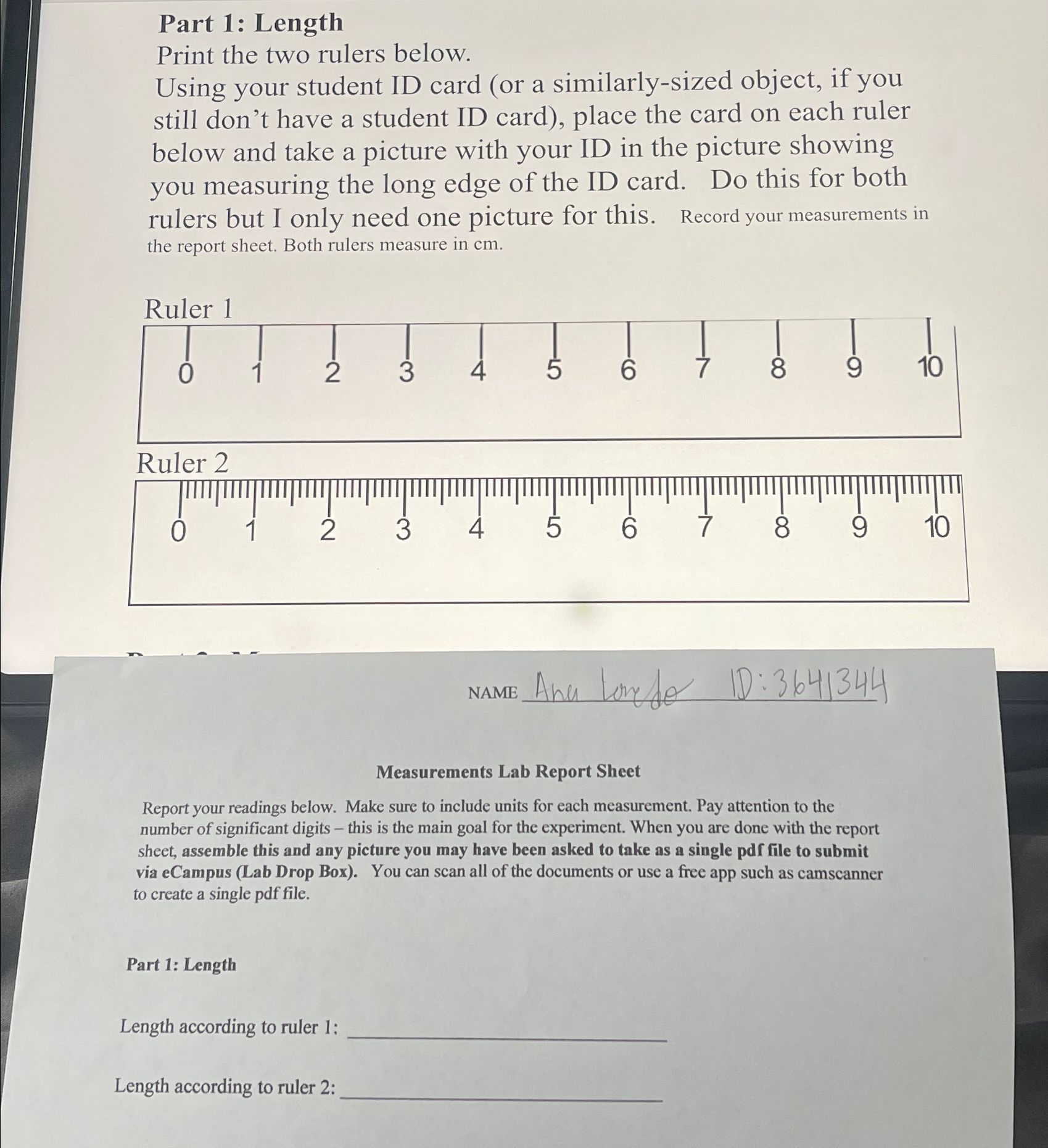 Solved Part 1: LengthPrint the two rulers below.Using your | Chegg.com