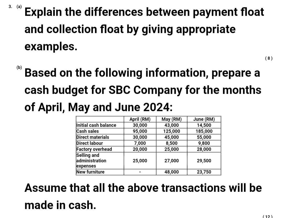 Solved Explain the differences between payment float and | Chegg.com