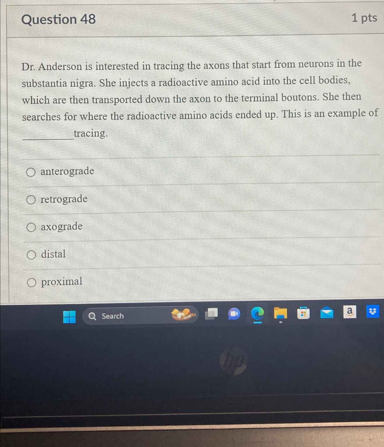 Solved Question 481ptsDr. ﻿Anderson is interested in tracing | Chegg.com