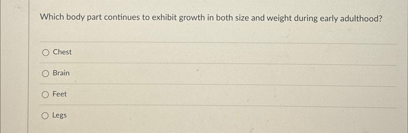 Solved Which body part continues to exhibit growth in both | Chegg.com