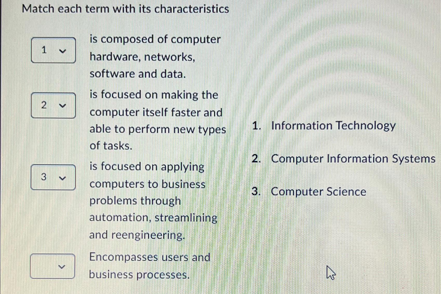 Solved Match each term with its characteristicsis composed | Chegg.com