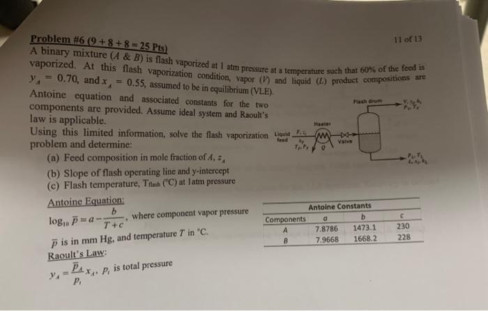 Solved Problem #6(9+8+8=25Pts) 11 of 13 A binary mixture | Chegg.com