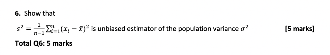 Solved Show thats2=1n-1∑i=1n(xi-(x‾))2 ﻿is unbiased | Chegg.com
