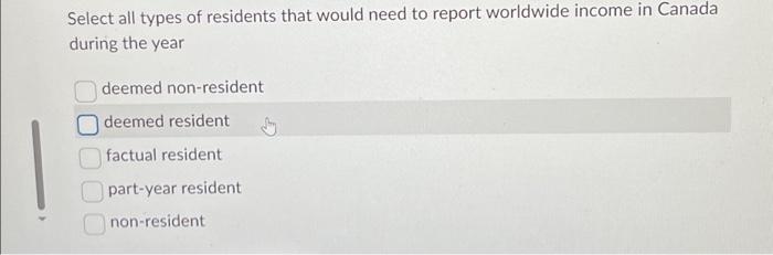 Solved Select all types of residents that would need to | Chegg.com