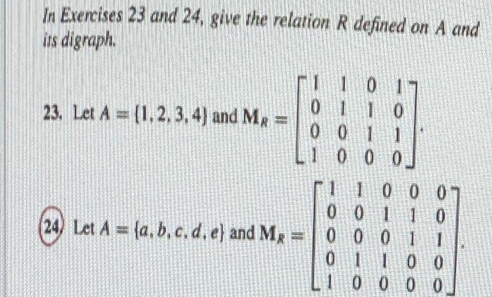 Solved In Exercises 23 and 24, give the relation R defined | Chegg.com