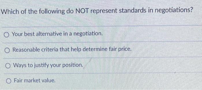 Which of the following do NOT represent standards in | Chegg.com