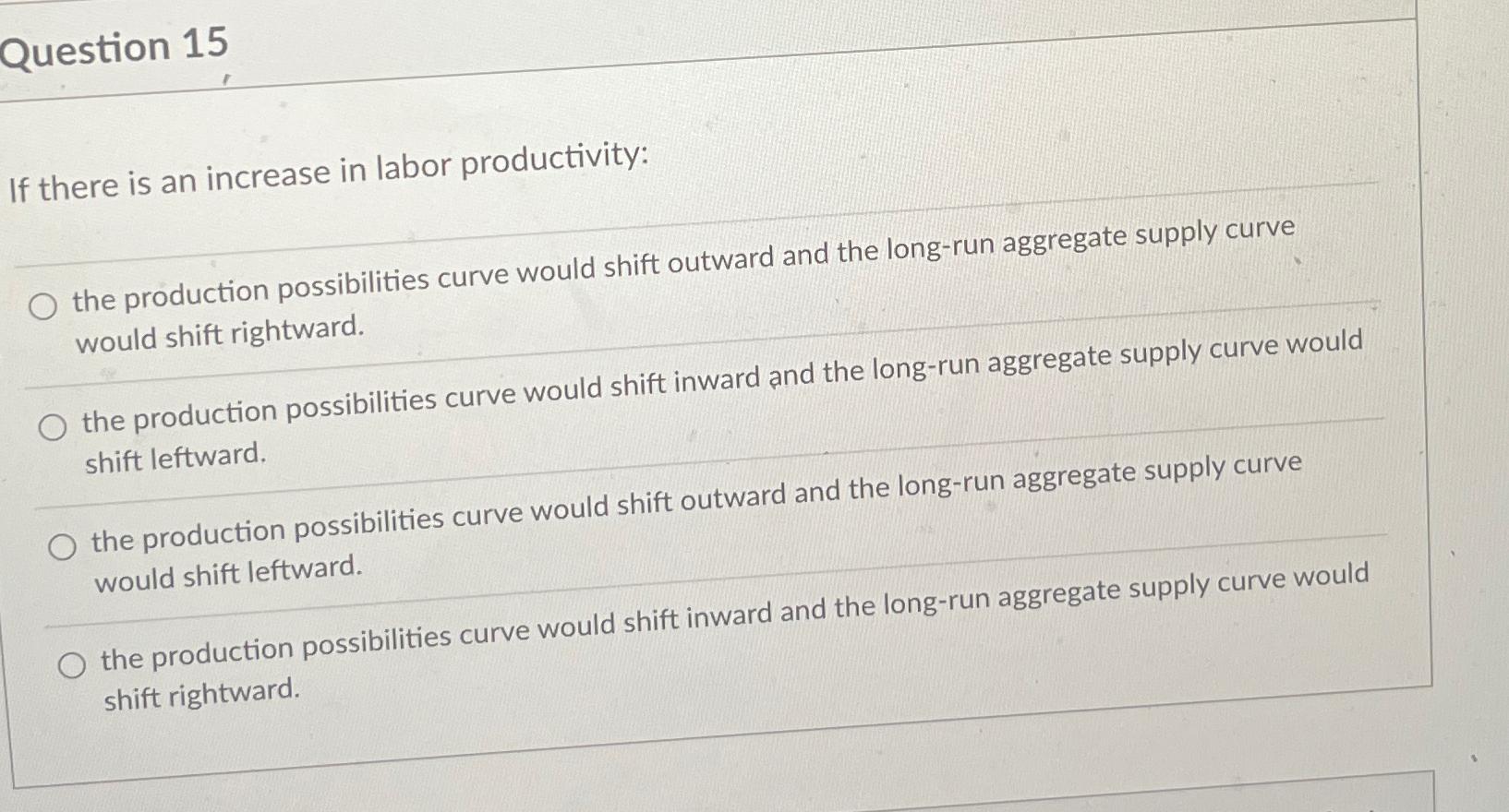 Solved Question 15If there is an increase in labor | Chegg.com Solved Question 15If there is an increase in labor | Chegg.com