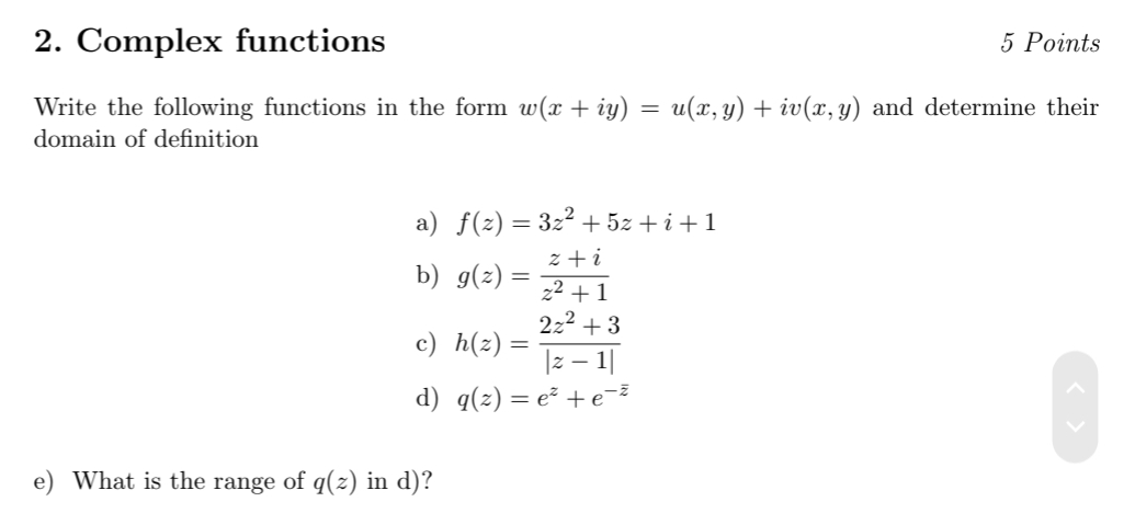 Solved Complex functions5 ﻿PointsWrite the following | Chegg.com