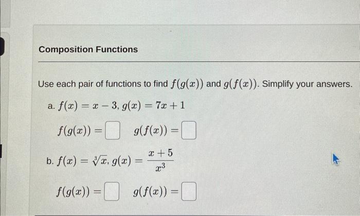 Solved Module 3: Problem 4 (1 point) Composition Functions | Chegg.com