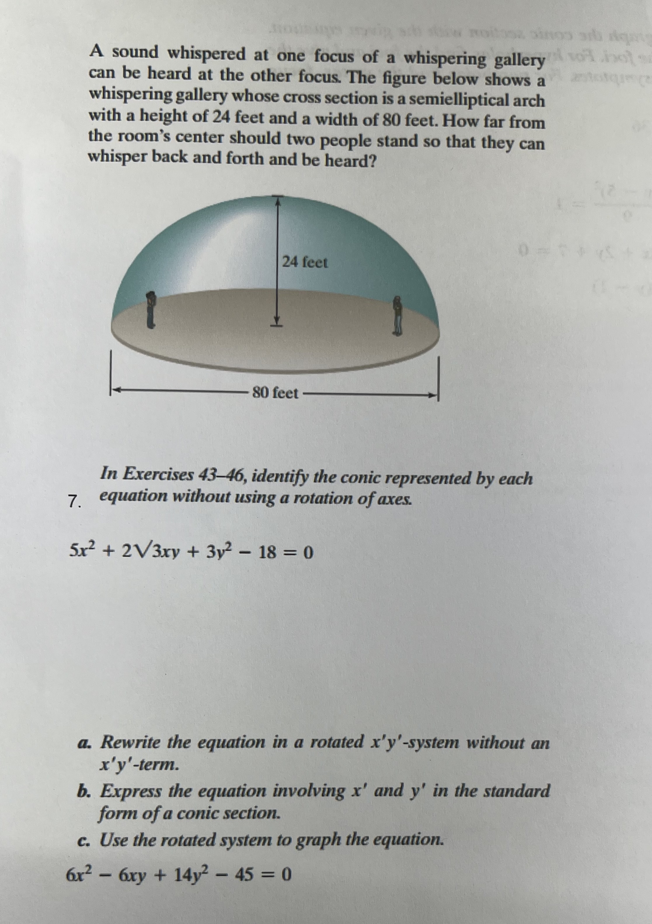 Solved A sound whispered at ﻿one focus of ﻿a whispering | Chegg.com