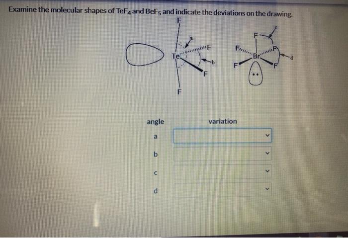 Solved in TeF4, the lone pair of electrons repels the Te-F | Chegg.com