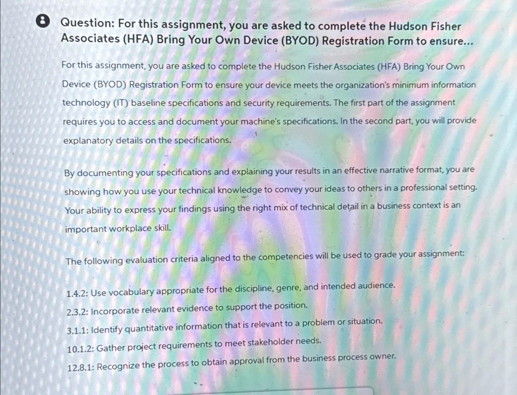 Solved 8 ﻿Question: For this assignment, you are asked to | Chegg.com
