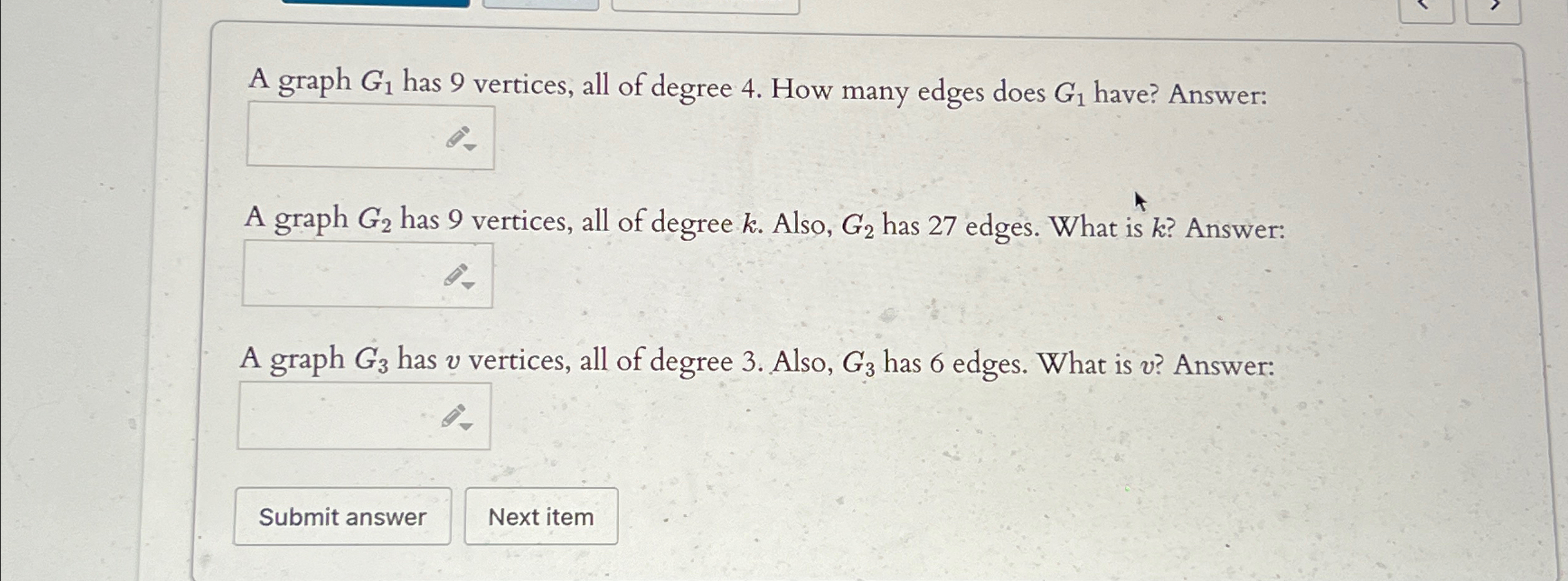 Solved A graph G1 ﻿has 9 ﻿vertices, all of degree 4 . ﻿How | Chegg.com