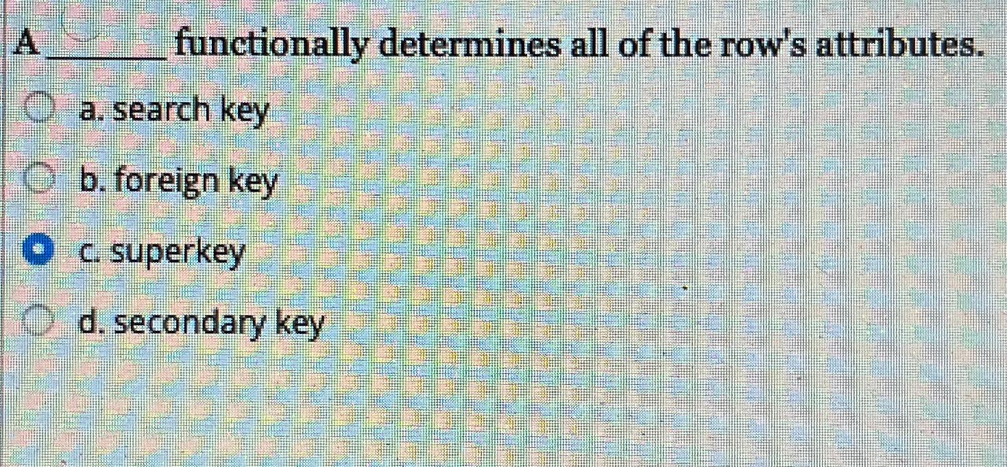 Solved A Functionally Determines All Of The Rows 