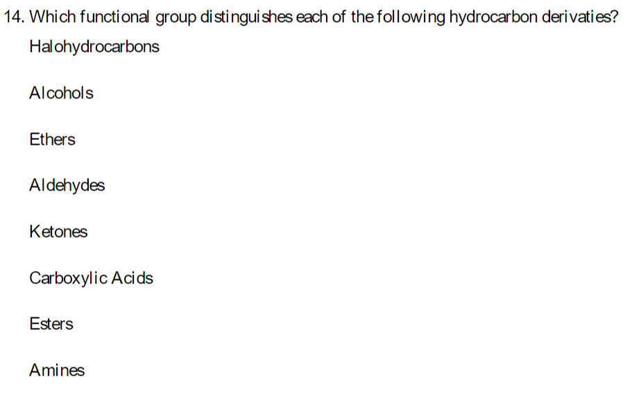 Solved Which functional group distinguishes each of the | Chegg.com