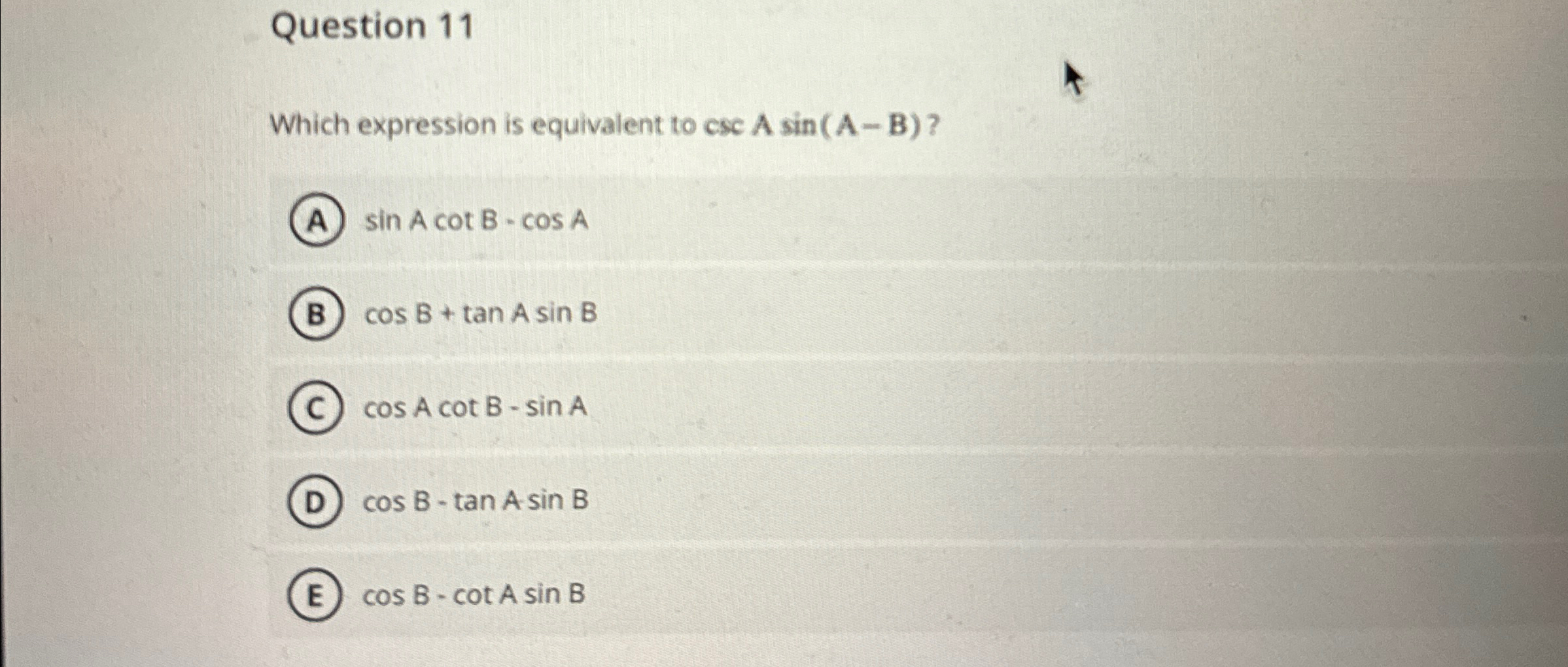 Solved Question 11Which expression is equivalent to | Chegg.com
