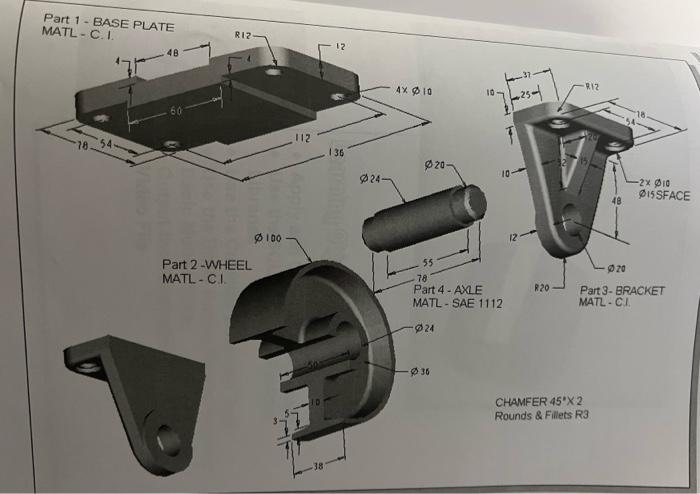 Solved SOLIDWORKS: I need to assemble all these parts | Chegg.com
