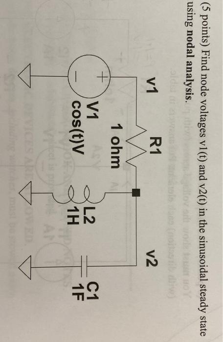 Solved V1 v2 (5 points) Find node voltages vi(t) and v2(t) | Chegg.com