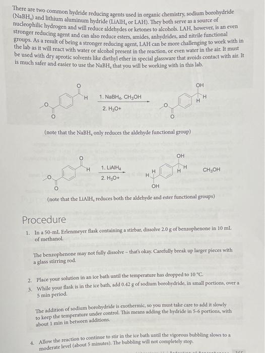Laboratory 15 Reduction of Benzophenone 1. NaHCH, OH | Chegg.com