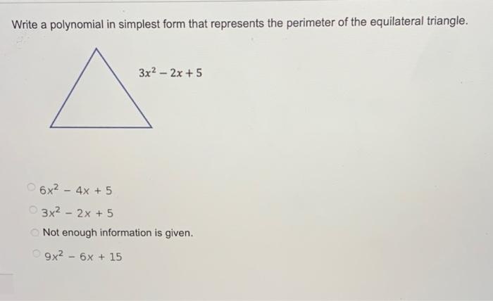 Solved Write a polynomial in simplest form that represents | Chegg.com