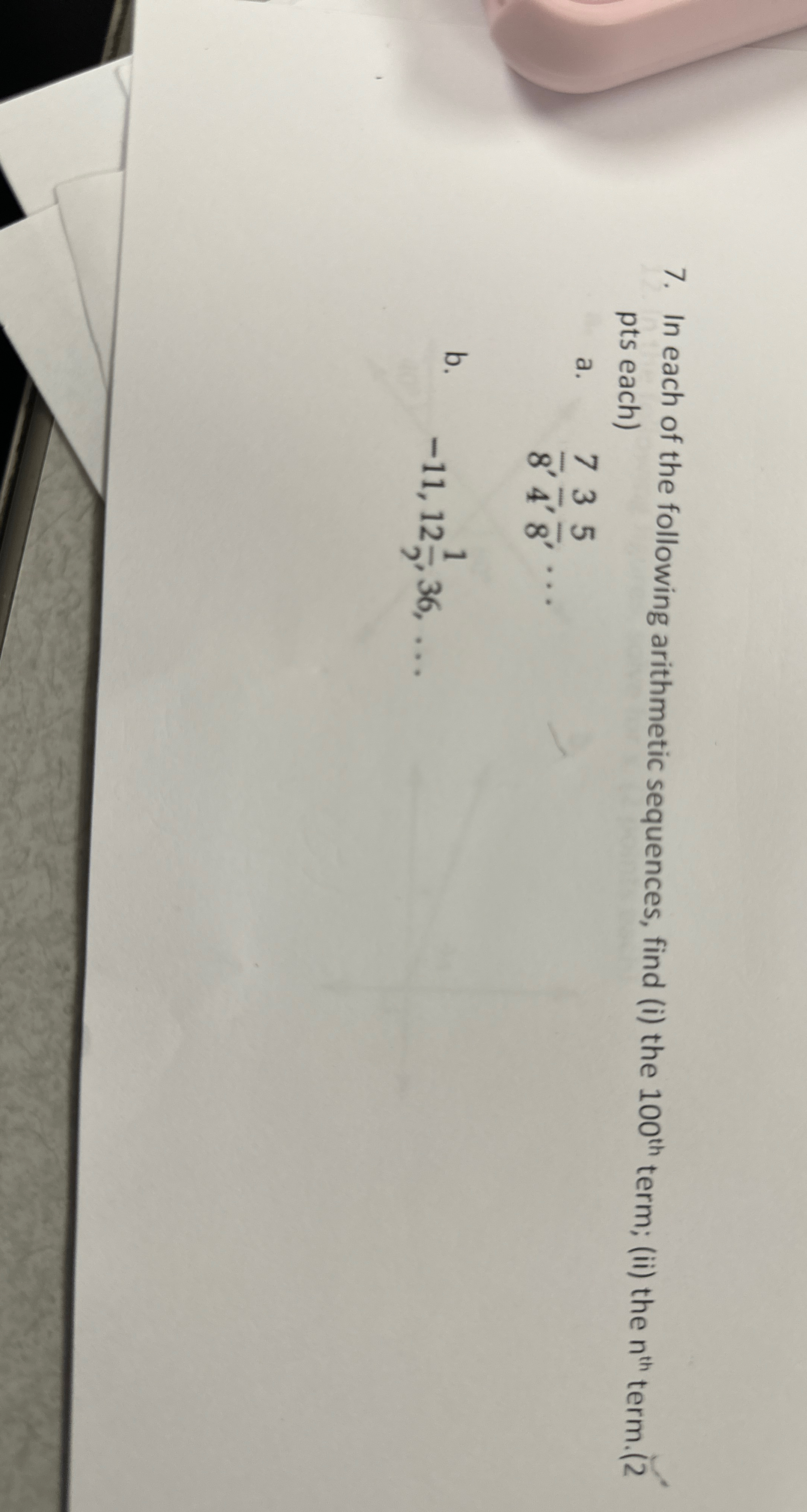 Solved In each of the following arithmetic sequences, find | Chegg.com