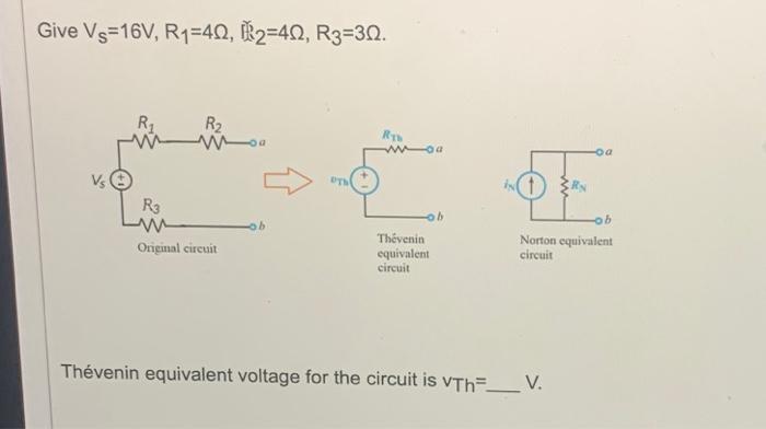 Solved Thévenin equivalent voltage for the circuit is vTh= | Chegg.com