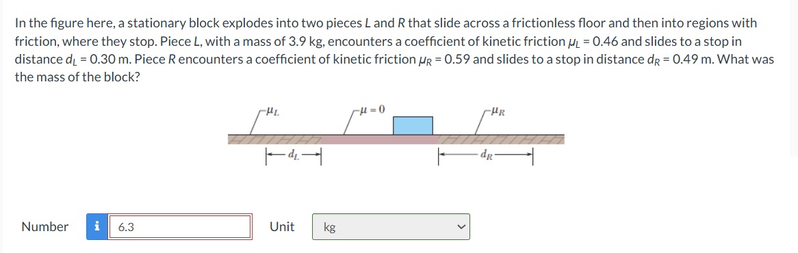 Solved In the figure here, a stationary block explodes into | Chegg.com