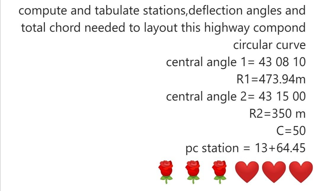 Solved compute and tabulate stations, deflection angles and | Chegg.com