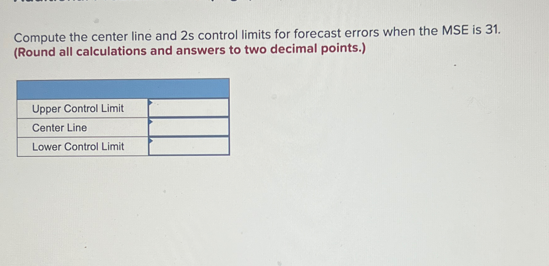Solved Compute the center line and 2 ﻿s control limits for | Chegg.com