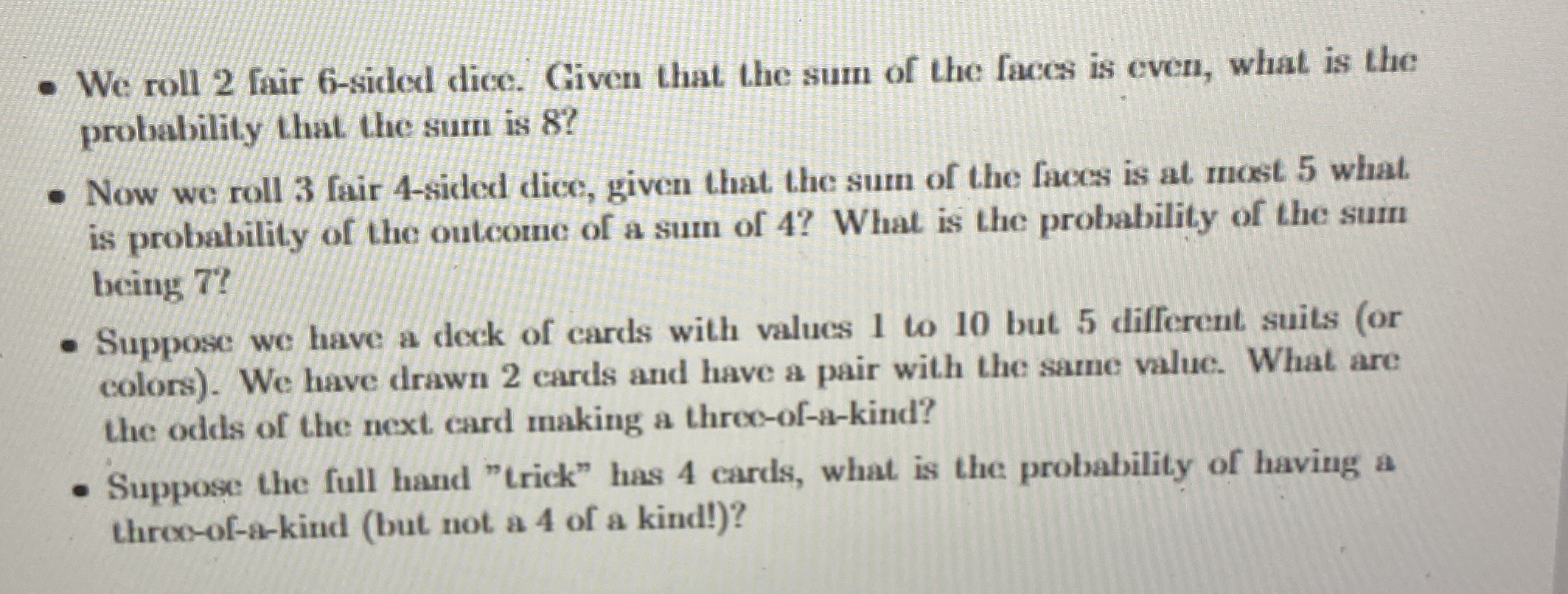 Solved Conditional Probabilities (please help)We roll 2 | Chegg.com