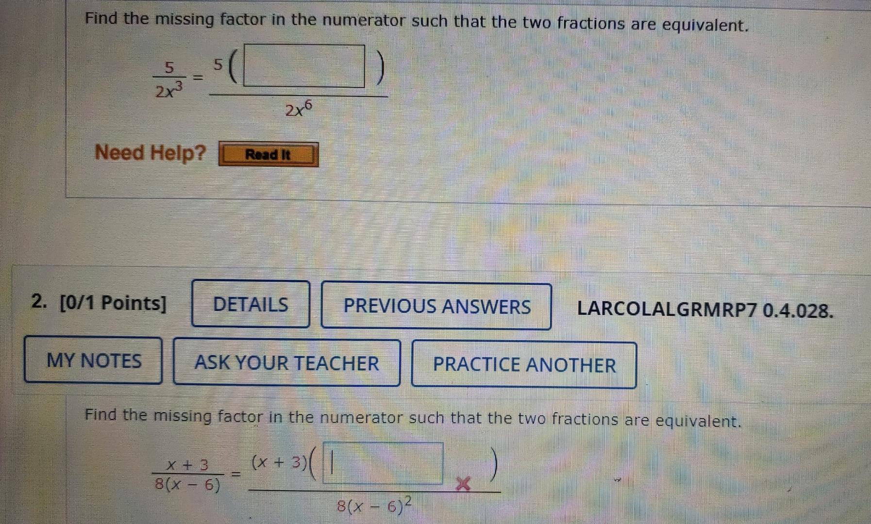 Solved Find the missing factor in the numerator such that | Chegg.com