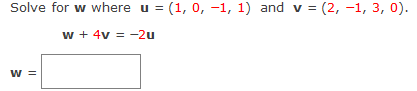 Solved Solve for w ﻿where u=(1,0,-1,1) ﻿and | Chegg.com