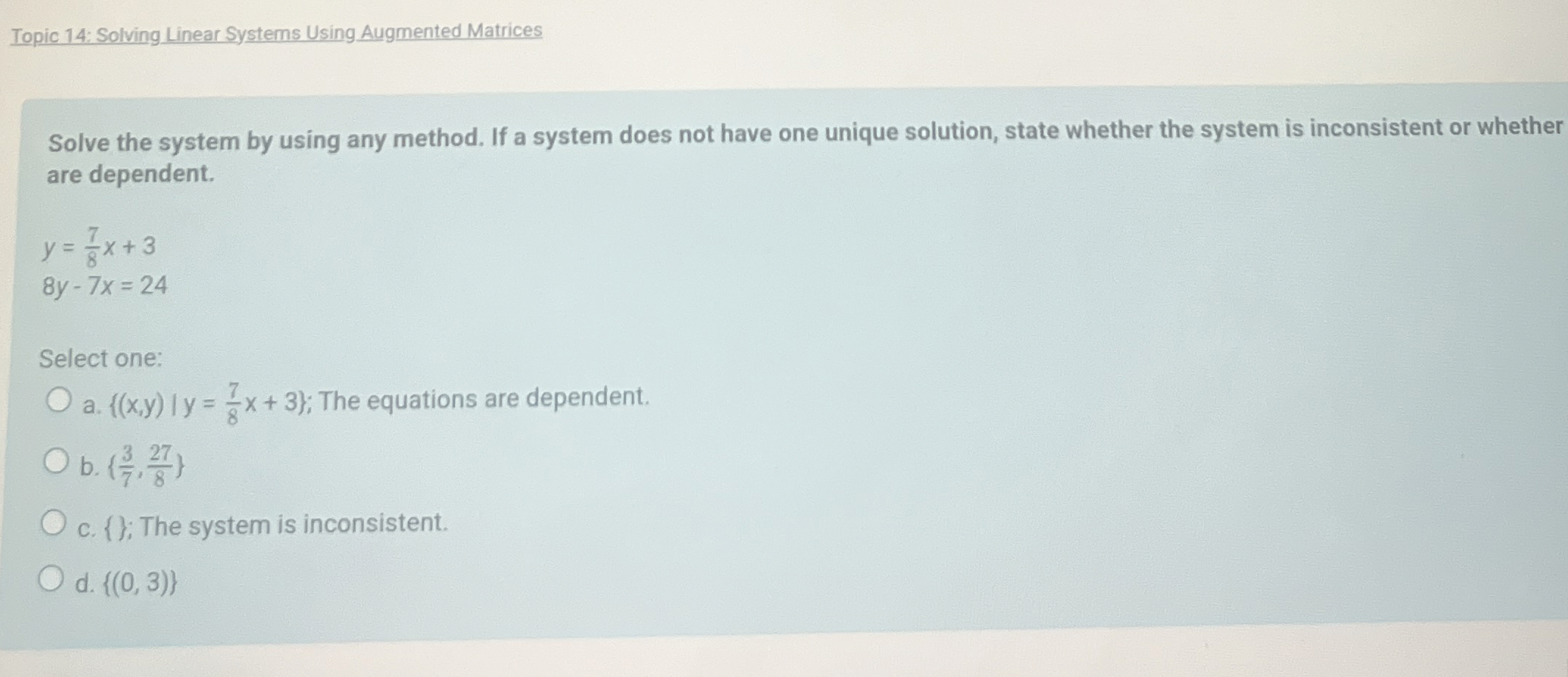 Solved Topic 14 Solving Linear Systems Using Augmented