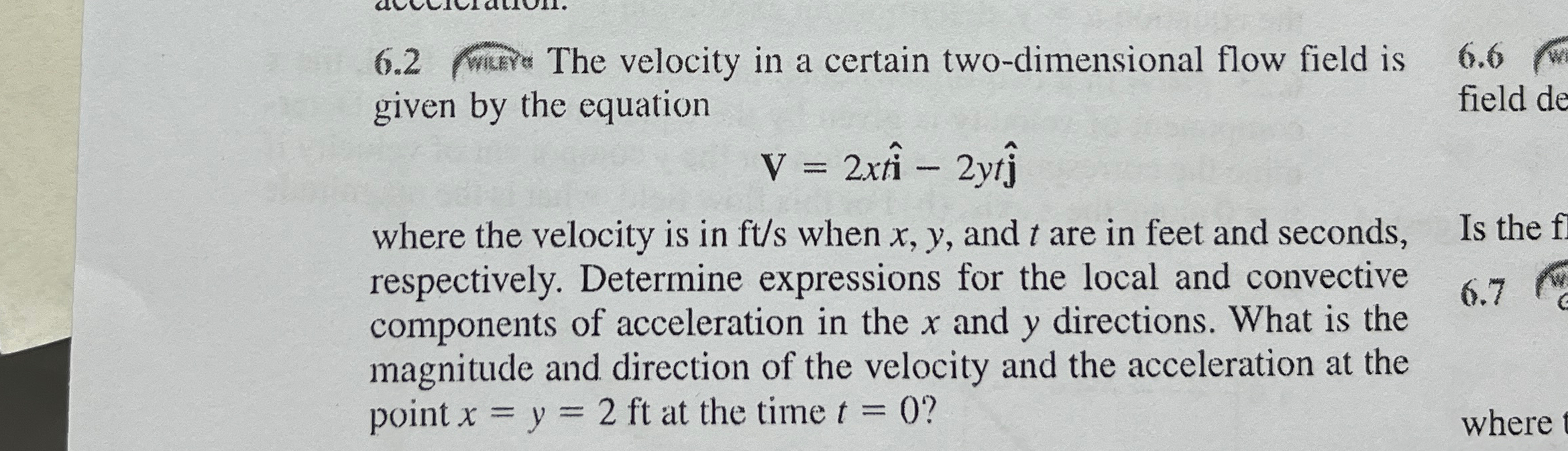 Solved 6.2 ﻿fritre The velocity in a certain two-dimensional | Chegg.com