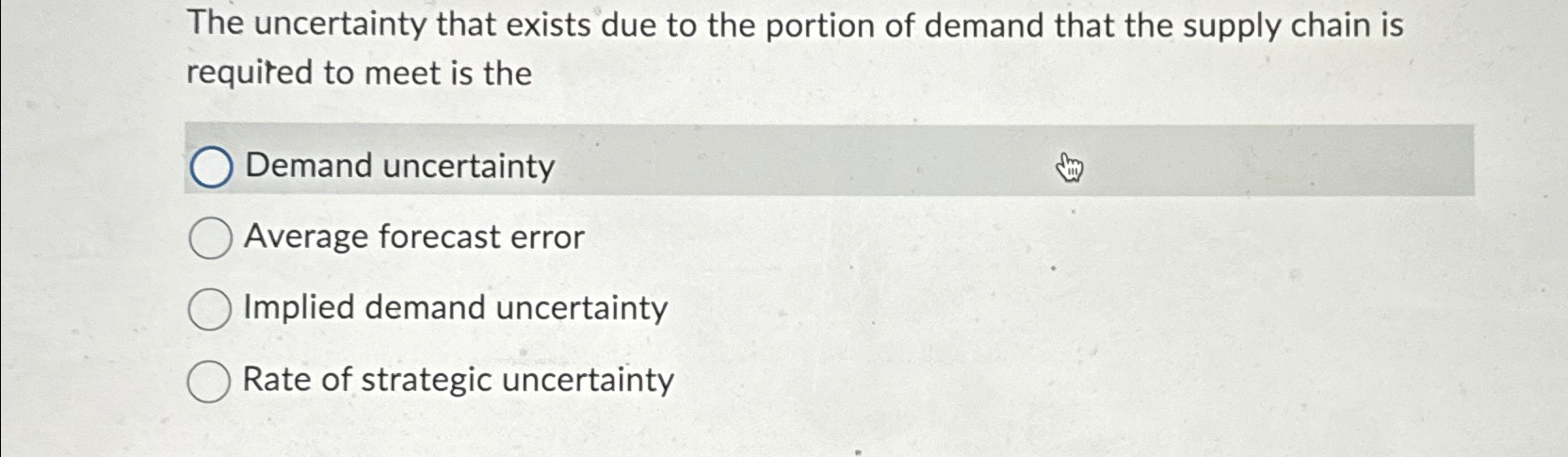 Solved The uncertainty that exists due to the portion of | Chegg.com