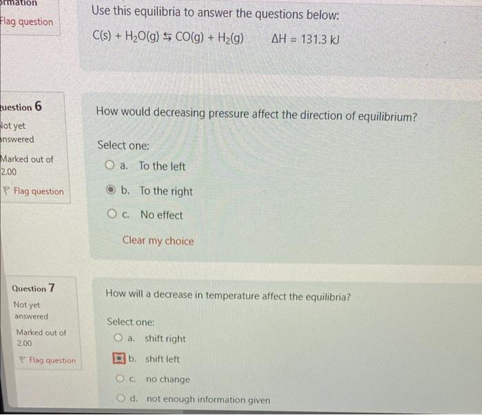 Solved Use this equilibria to answer the questions below: | Chegg.com