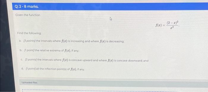 Solved Civen the function f(x)=x3(2−x)2 Find the following | Chegg.com