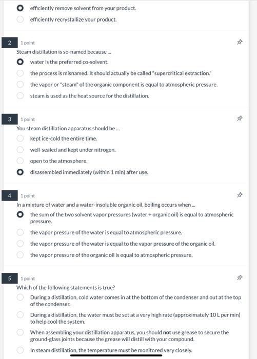 Solved efficiently remove solvent from your product. | Chegg.com